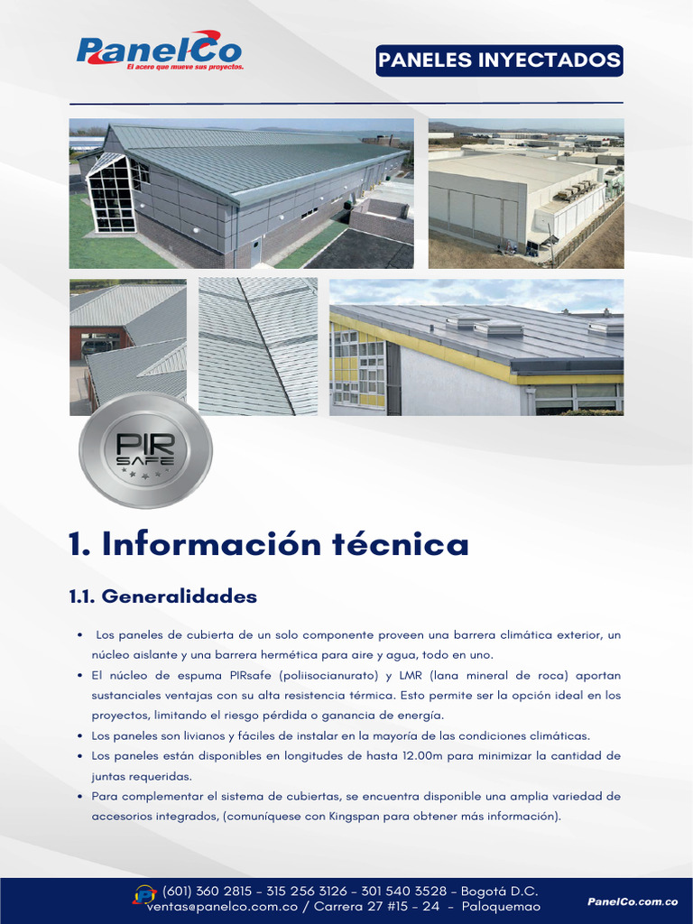 Ficha Tecnica Panelco Panel Inyectado Kingroof | PDF | Aislamiento térmico | Aluminio