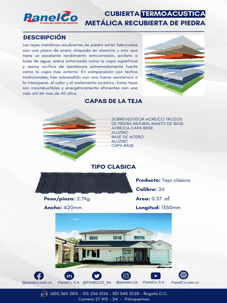 Ficha Tecnica Panelco Teja Termoacustica Rocaacero | Descargar gratis ...