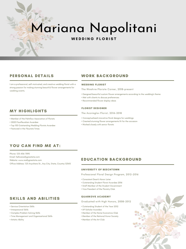 Award-Winning Wedding Florist Profile | PDF | Floristry | Plant ...