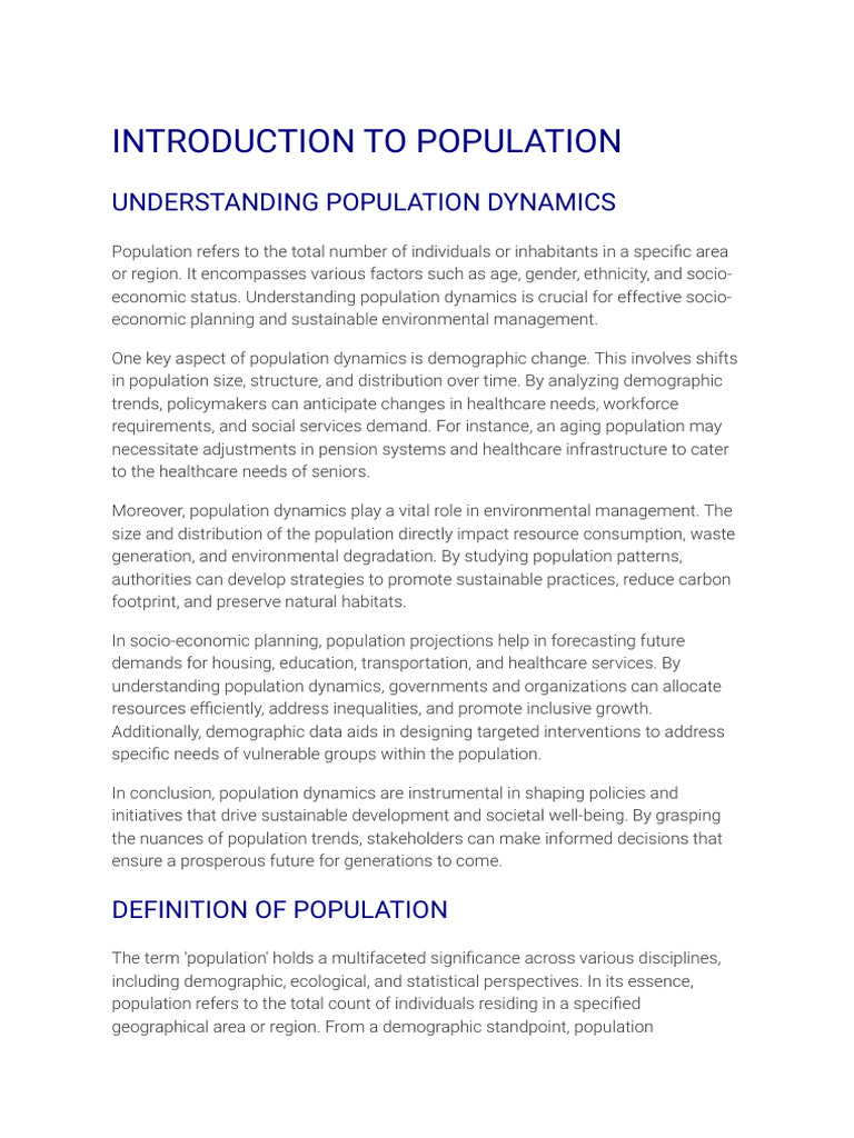 Introduction to Population | PDF | Sustainability | Economic Growth