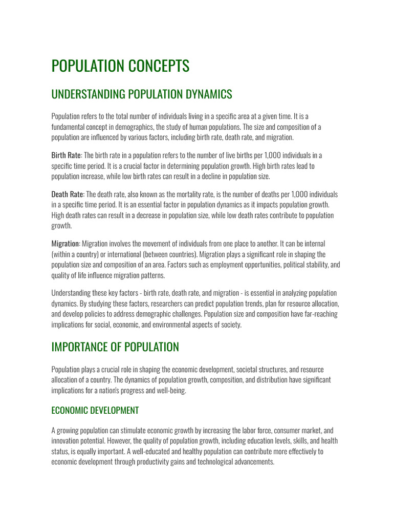 Population Concepts | PDF | Human Overpopulation | Sustainability