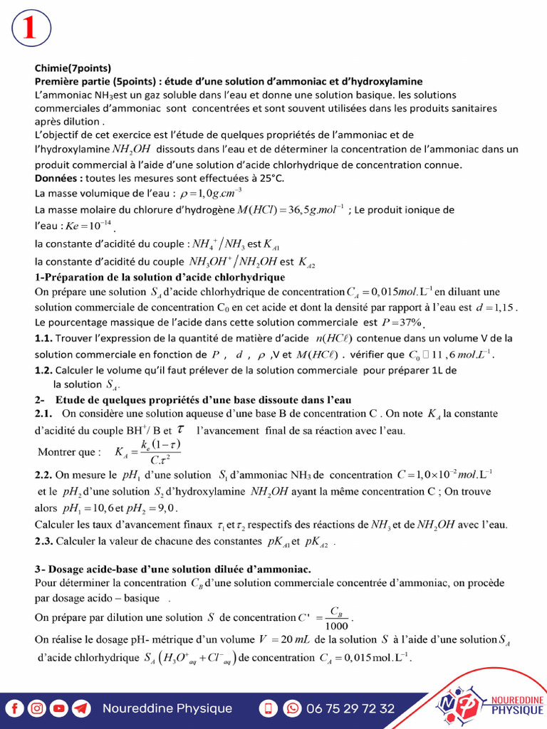 Acido-Basique + Dosage (Exercice + Correction) | PDF