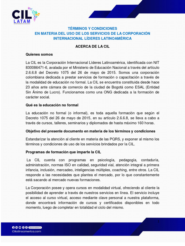 Terminos y Condiciones General Cil | PDF | Propiedad intelectual | Justicia