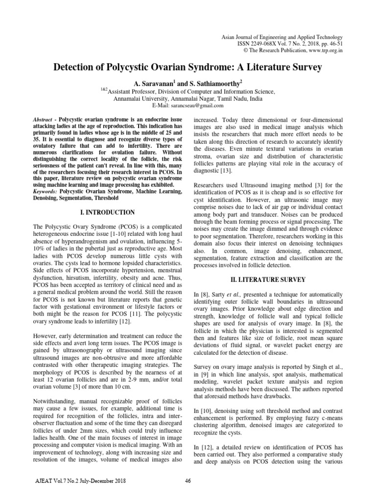 Detection of Polycystic Ovarian Syndrome A Literat | PDF | Polycystic Ovary Syndrome | Image ...