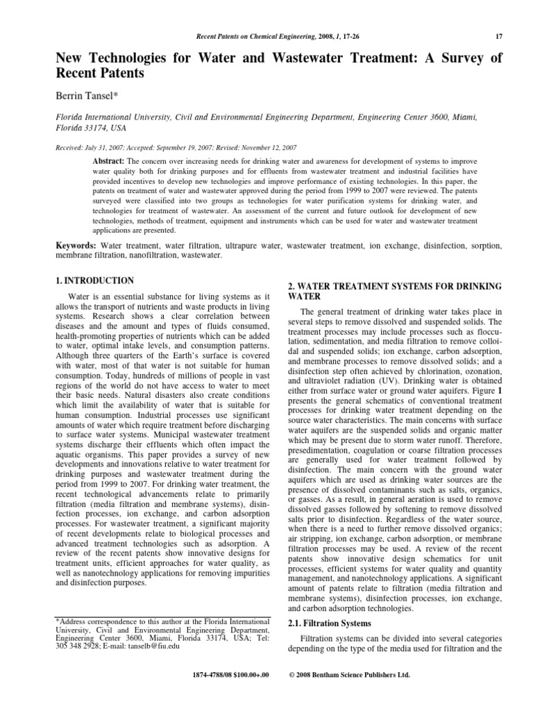 Innovations in Water and Wastewater Treatment | PDF | Water ...