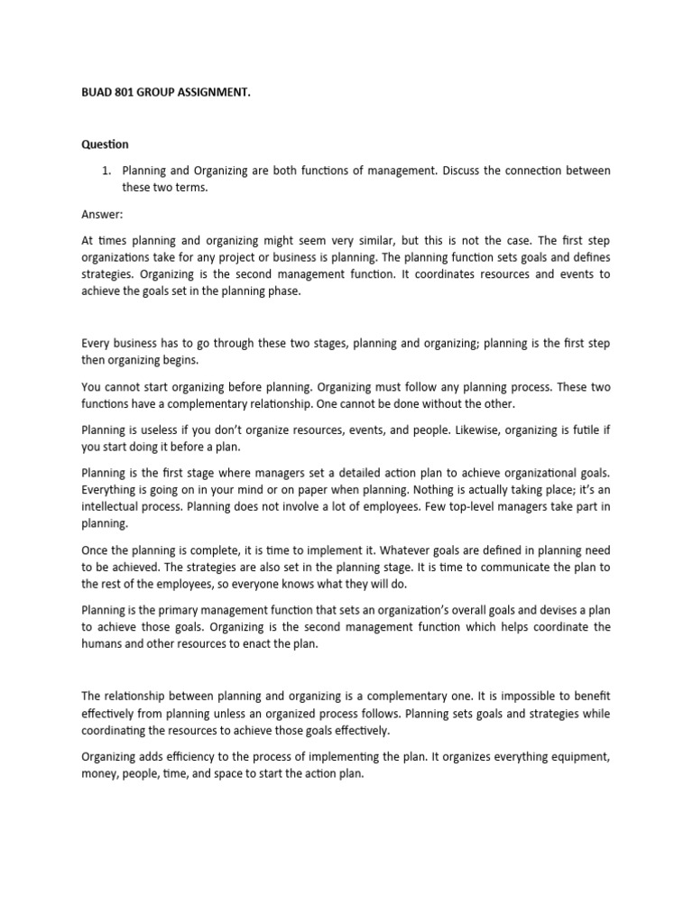 Buad 801 Group Assignment | PDF | Goal | Leadership