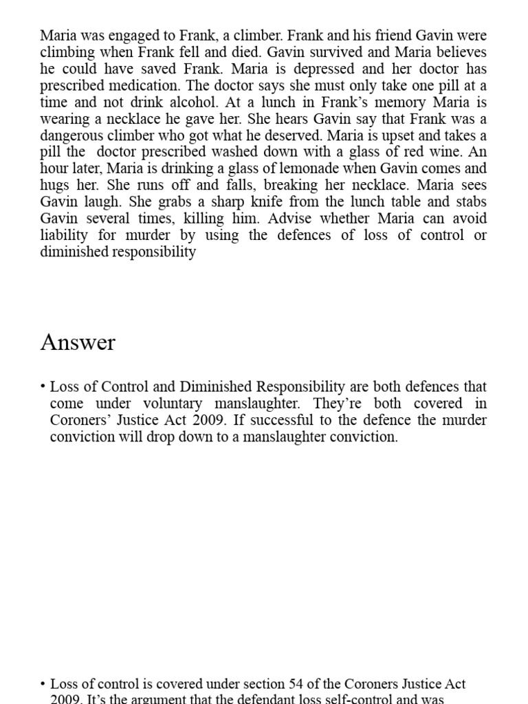 Answer Diminished Responsibility Download Free Pdf Behavioural