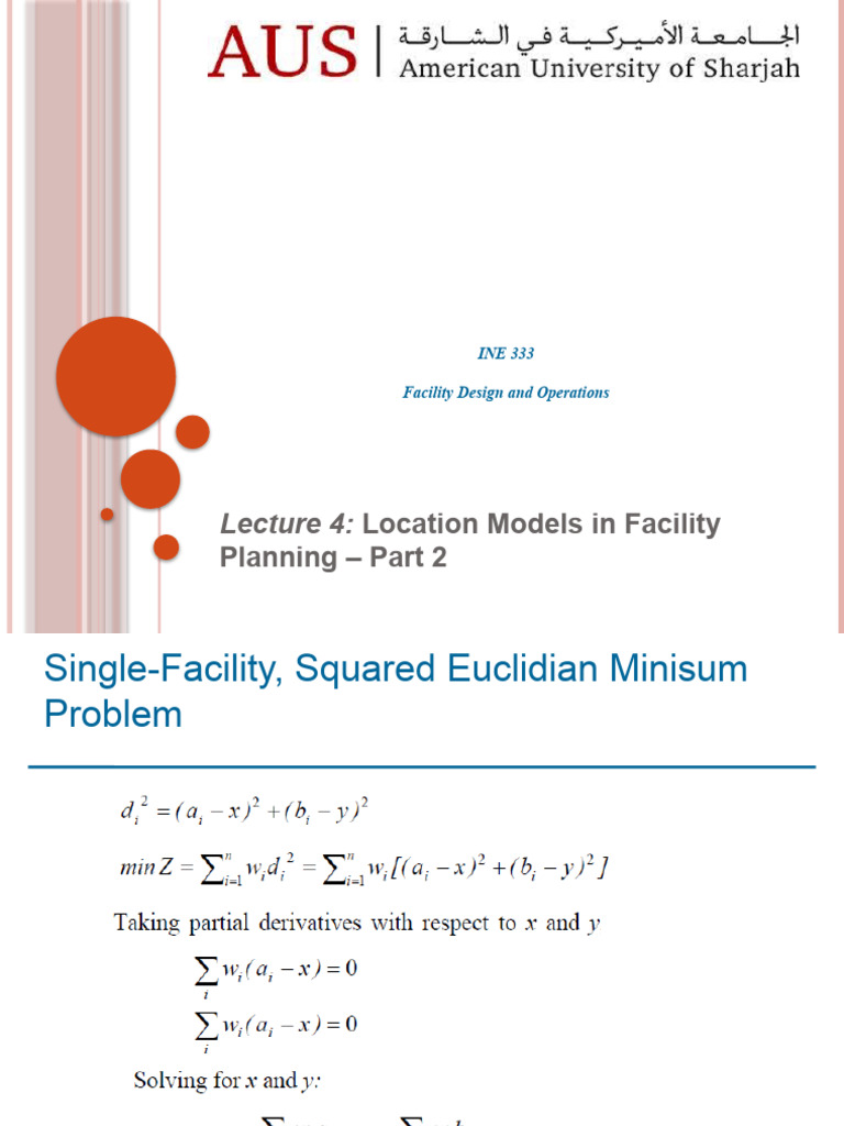 4 - Location Models in Facility Planning-Part 2 | PDF | Equations | Mathematical Optimization