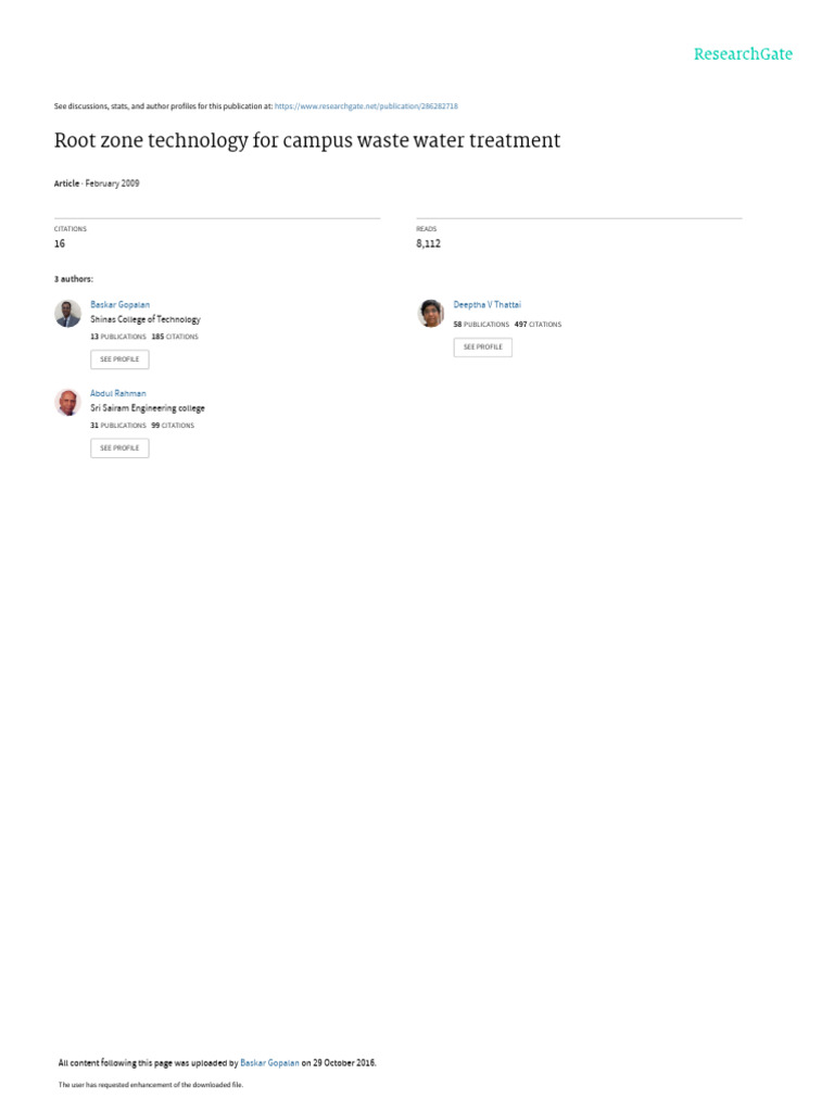 Study project root zone technology | PDF | Water Pollution | Environmental Technology