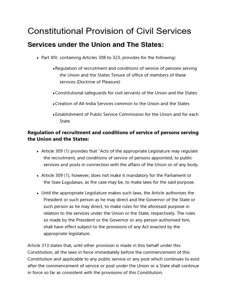 Constitutional Provision of Civil Services | PDF | Civil Service ...
