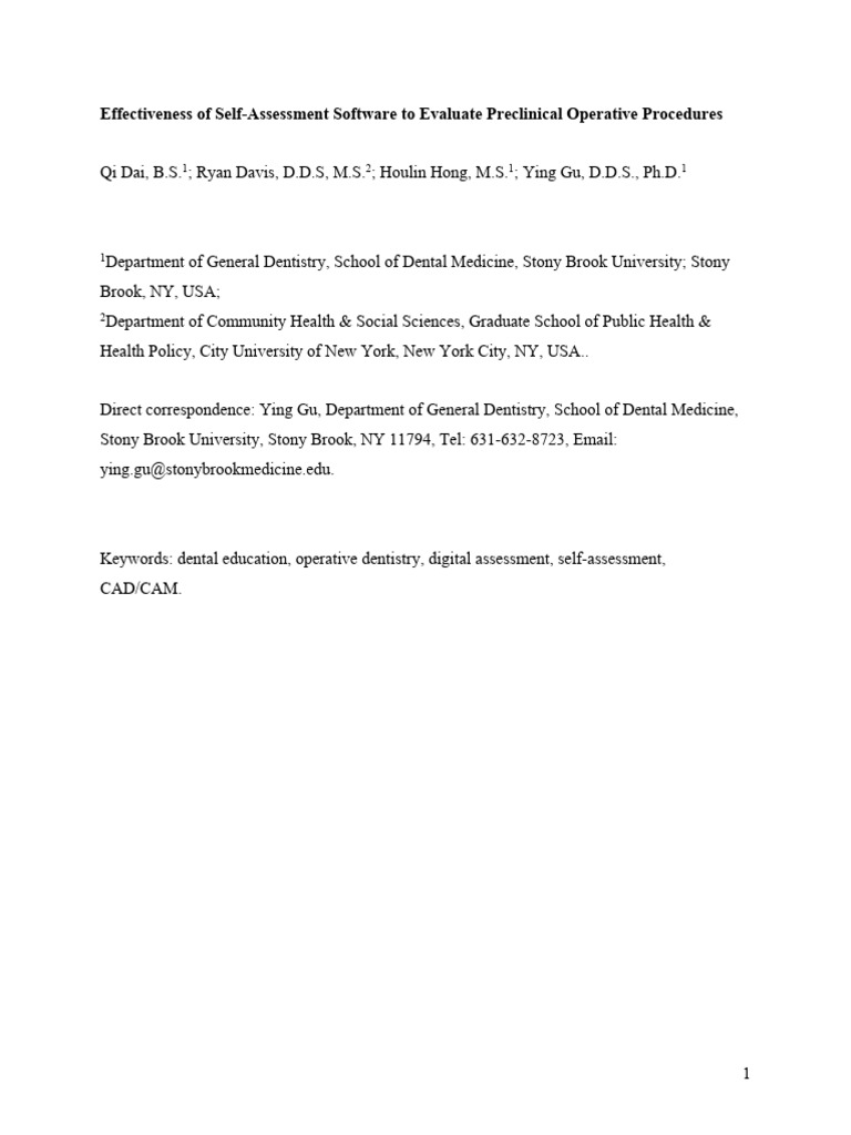 Effectiveness of Self-Assessment Software To Evaluate Preclinical ...
