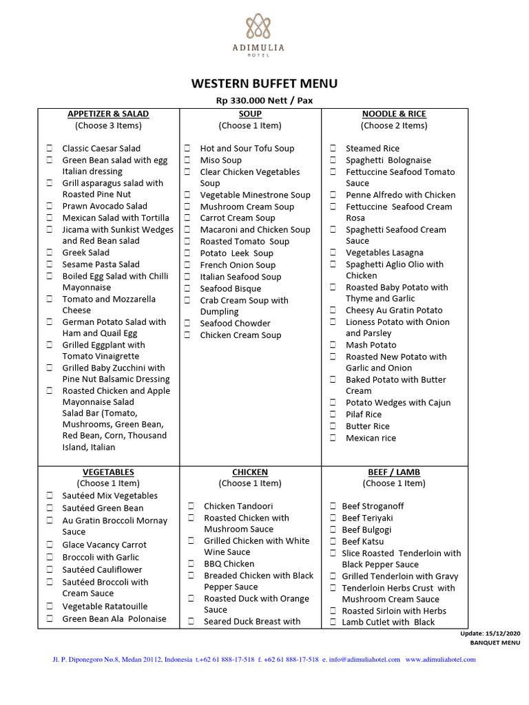 Western Buffet 330.000 | PDF | Salad | Sauce