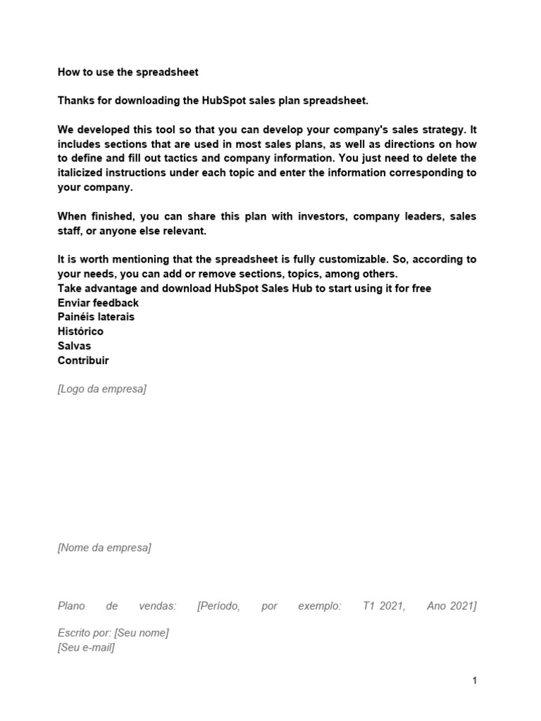 Modelo Plano de Vendas | PDF | Marketing | Gestão de relacionamento com o cliente