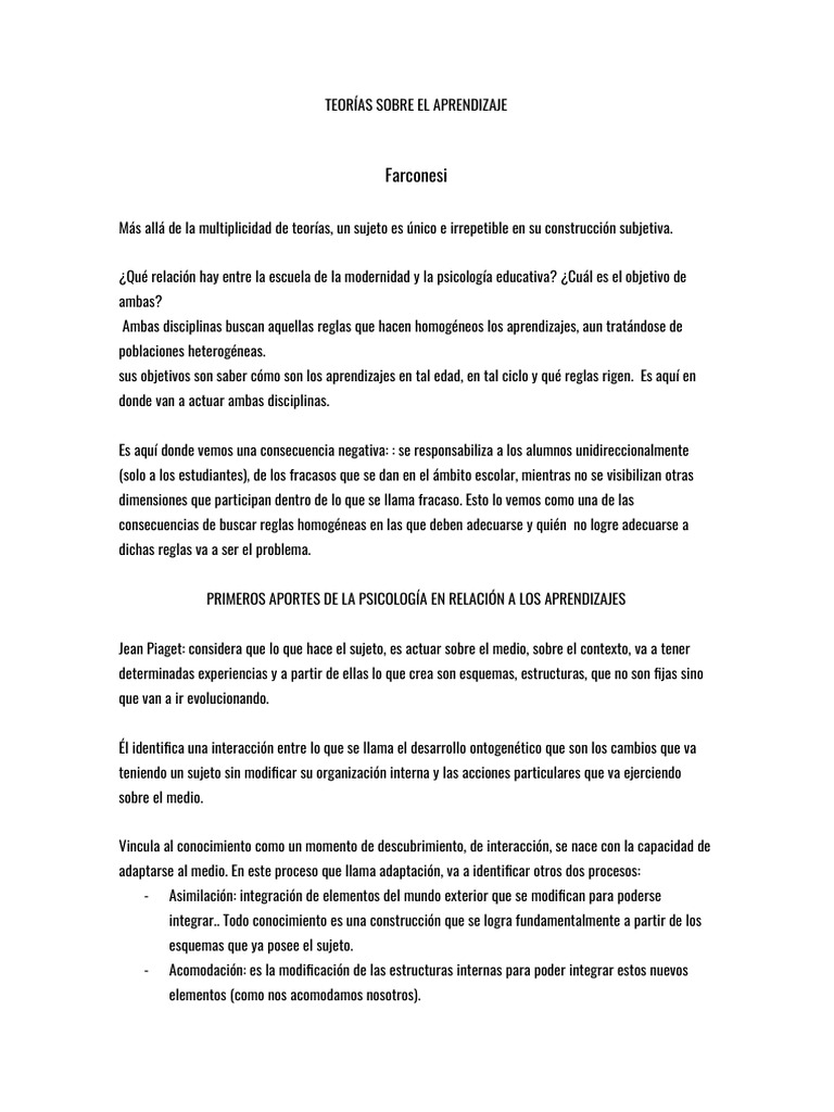 Psicologia Sujeto y Aprendizaje | PDF | Aprendizaje | Experiencia