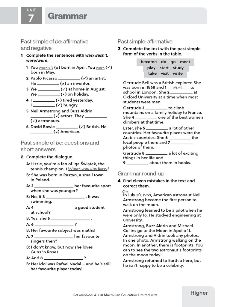GI A1PLUS U7 Grammar Higher | Download Free PDF | Neil Armstrong | Apollo 11