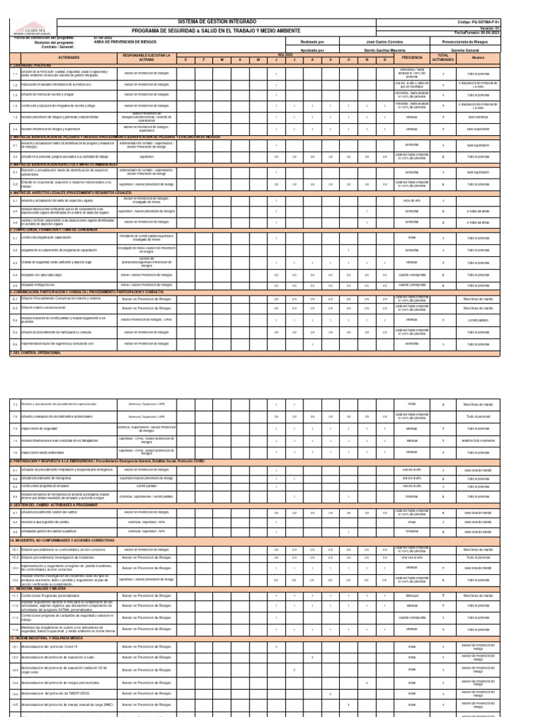 PG-SST-01 Programa SST y MA | Descargar gratis PDF | Higiene ...