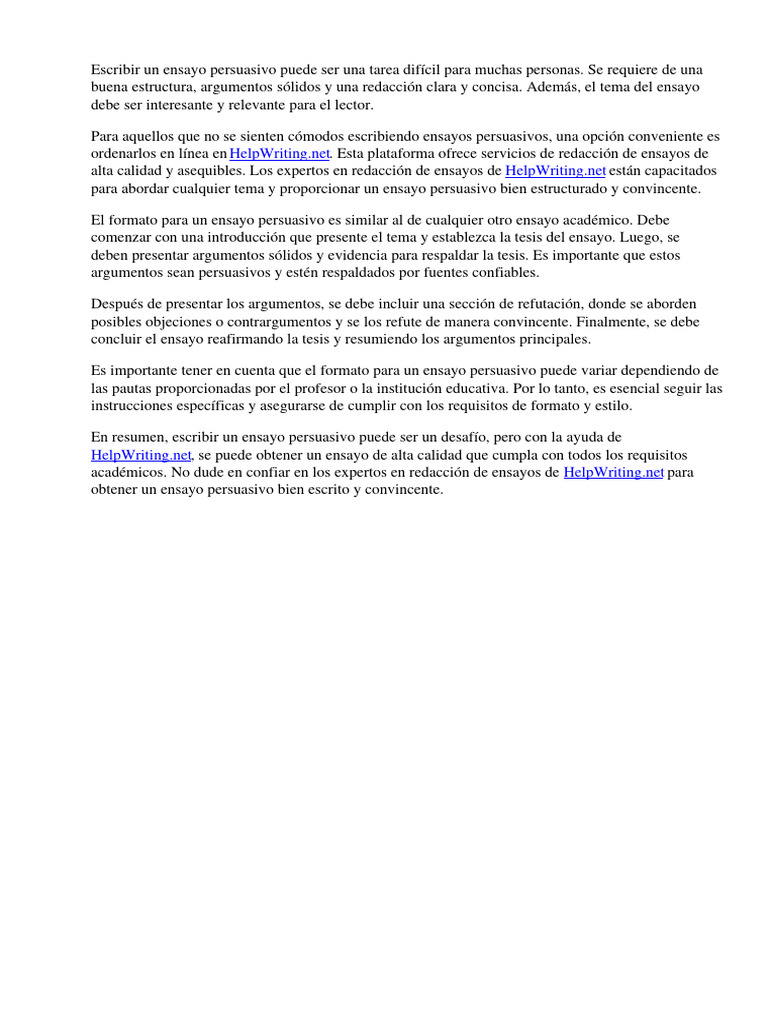 Formato para Ensayo Persuasivo | PDF | Escritura | Las artes