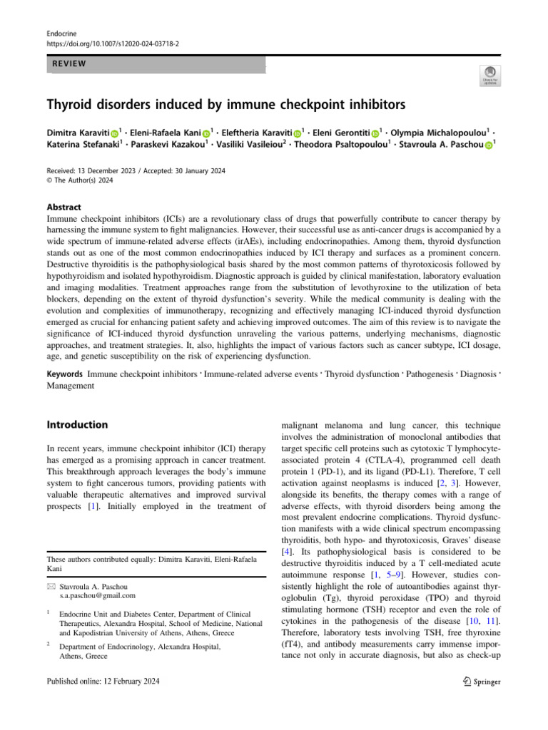 Thyroid Disorders Induced by Immune Checkpoint Inhibitors | PDF | Thyroid Disease | Hypothyroidism