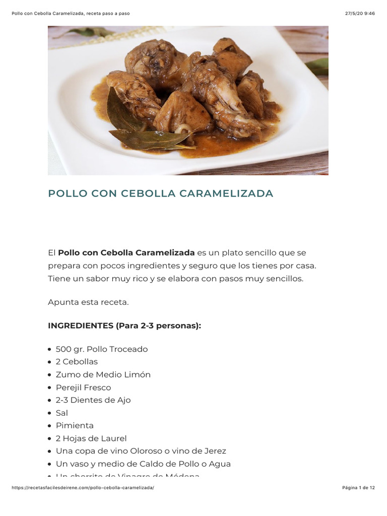 Pollo y Cebolla Caramelizada Fácil | PDF | Caldo | Curry