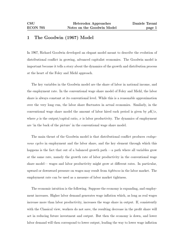 Economics: Goodwin Model Analysis | PDF | Labour Economics ...