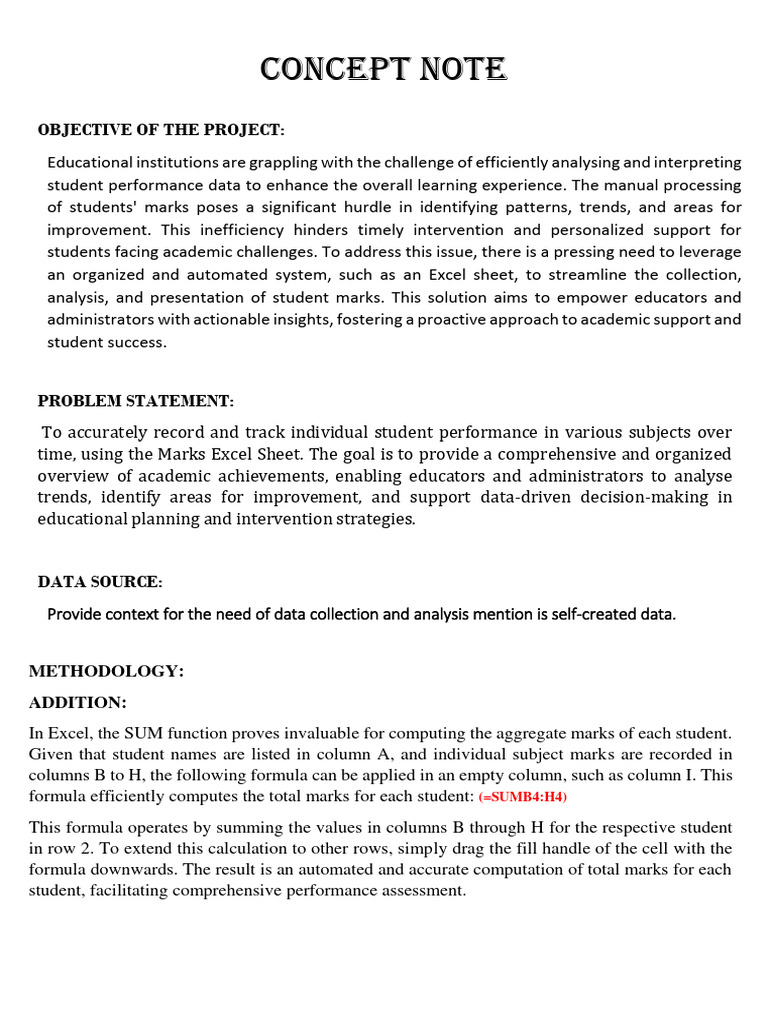 Ibm Project Concept Note | PDF | Microsoft Excel | Data