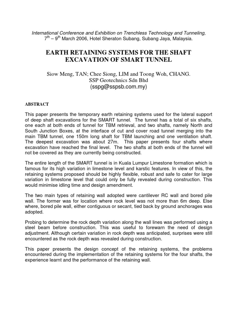 SMART-Earth Retaining Systems | PDF | Deep Foundation | Tunnel