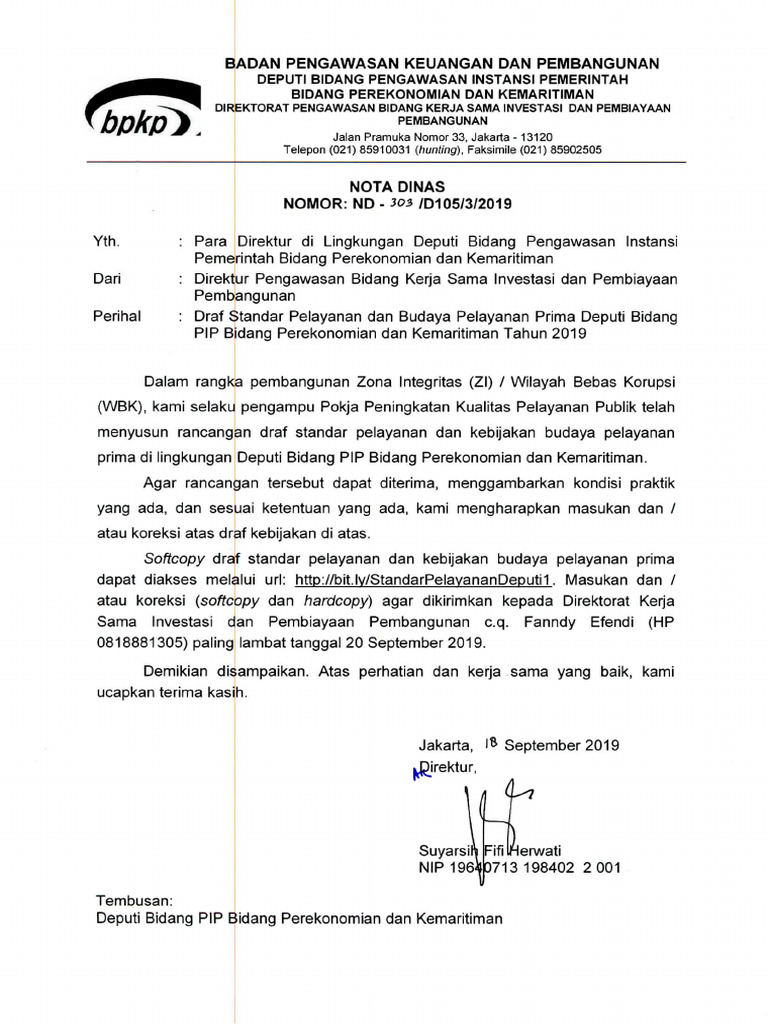 ND-303 - Sosialisasi Standar Layanan - Budaya Layanan Prima | PDF