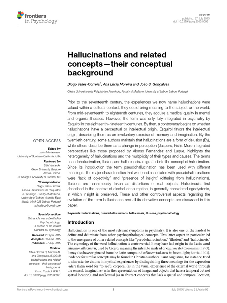 Hallucinations and Related Concepts - Their Conceptual Background | PDF | Hallucination | Psychosis