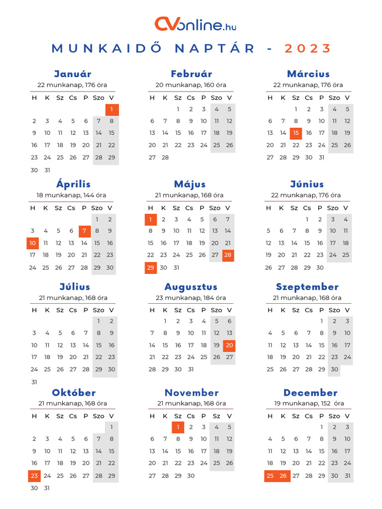 Munkaido Naptar 2023 | PDF