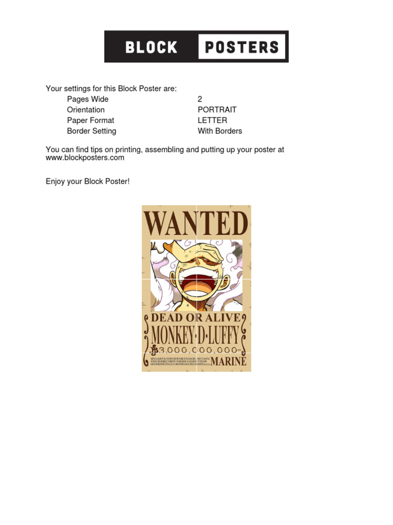 Block Poster Printing Settings Guide | PDF