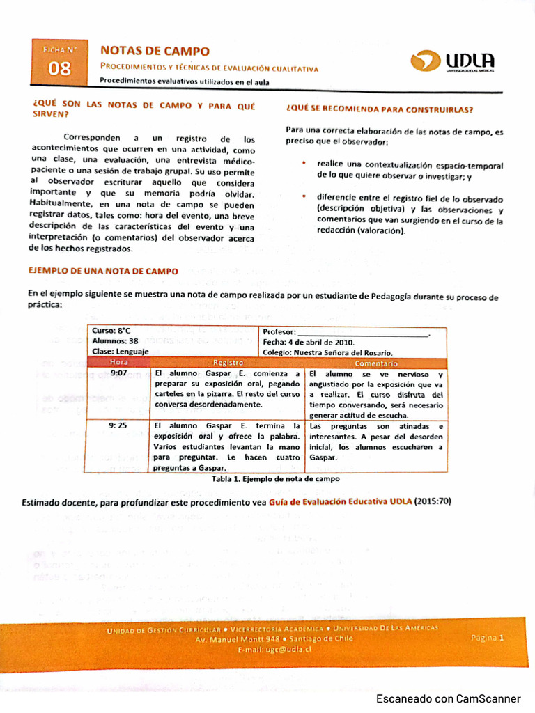 NOTAS DE CAMPO | PDF