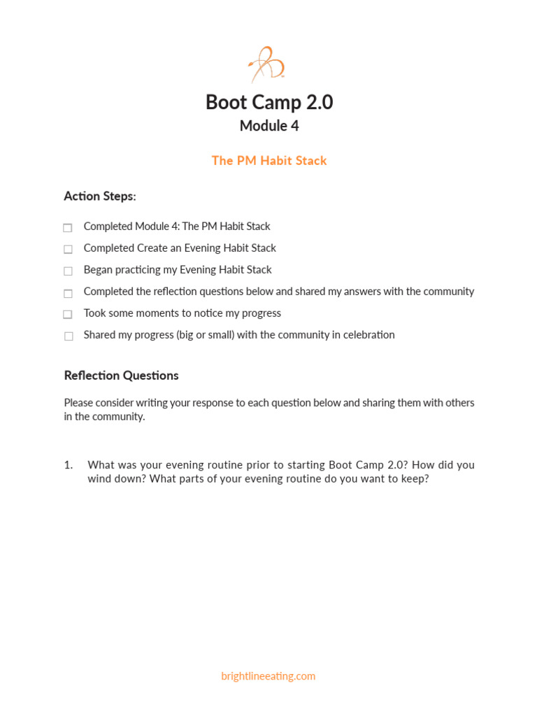 00 - BC2 Modules - 04 - Fillable | PDF | Habits | Sleep