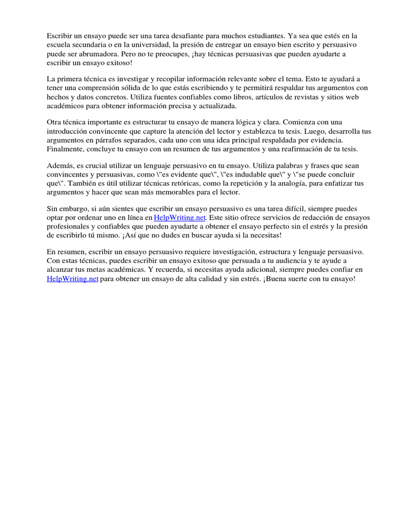 Técnicas para Escribir Ensayos Persuasivos | PDF | Ensayos ...