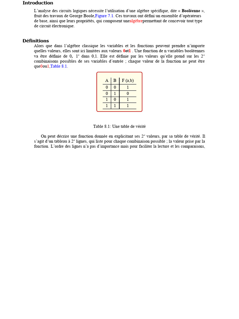 7°variables Et Fonctions Logiques | PDF | Algèbre de Boole (logique ...