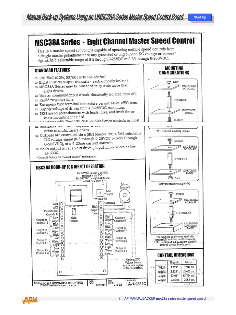 AP-MANUALBACKUP Msc38a Series Master Speed Control | PDF | Science & Mathematics | Computers