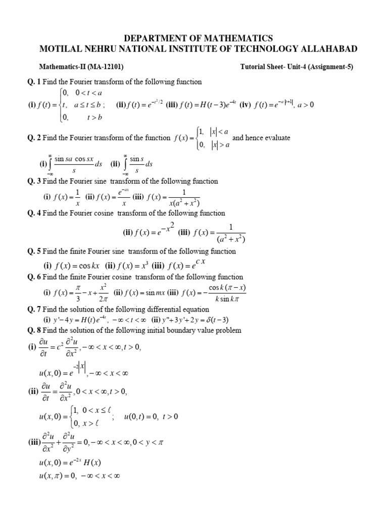 Fourier Transform Problems and Solutions | PDF | Differential Equations ...
