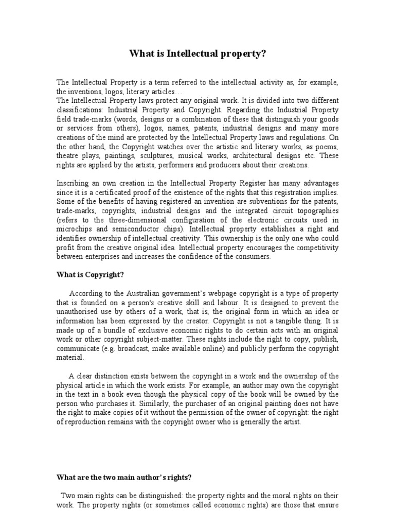 Intellectual Property | PDF | Intellectual Property | Ownership