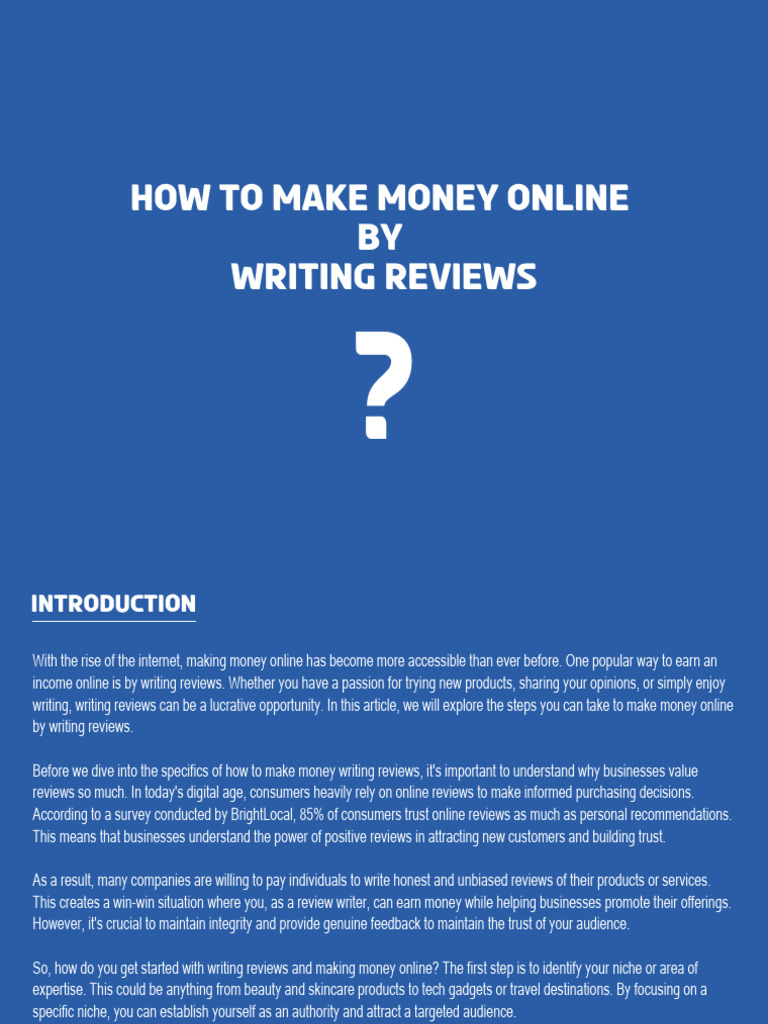 Earn Money Writing Product Reviews Online | PDF | Search Engine ...