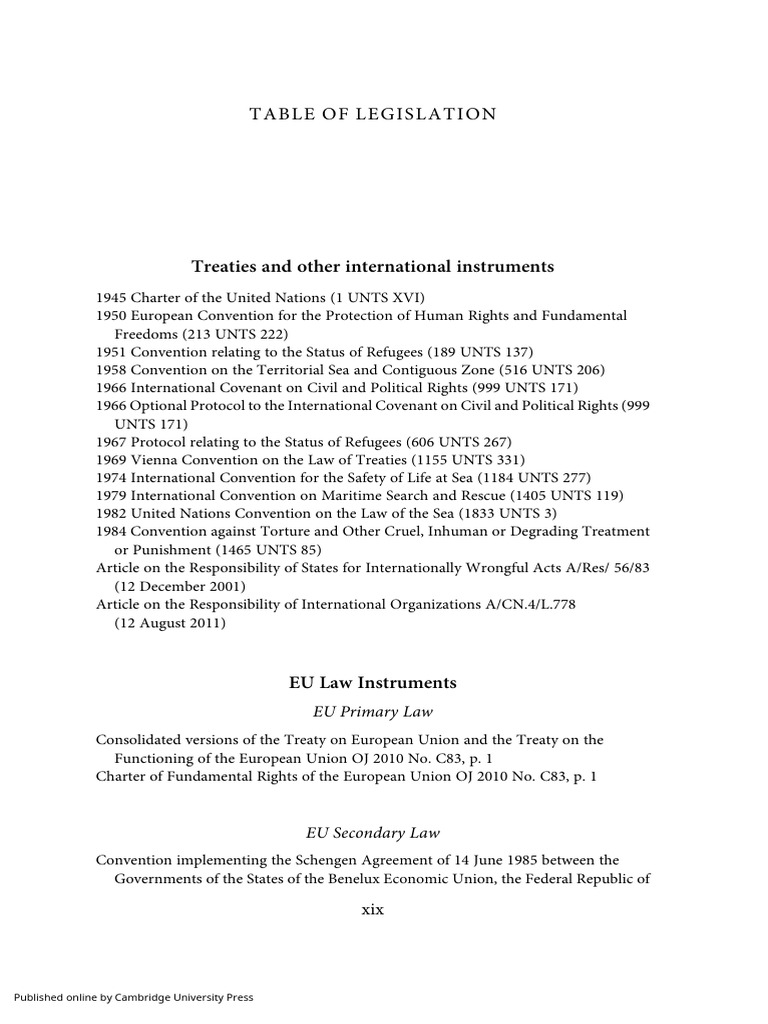 Table of Legislation | Download Free PDF | European Union | Justice