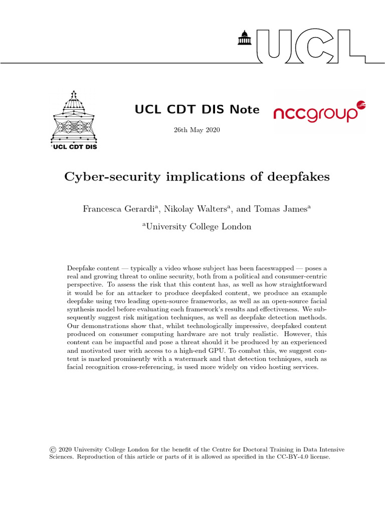 Cyber Security Implications of Deepfakes | PDF | Data Compression | Computing