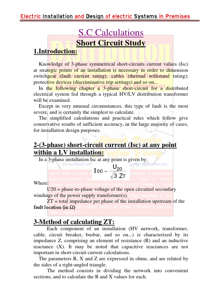 S.C Calculations: Short Circuit Study | PDF | Transformer | Electrical ...