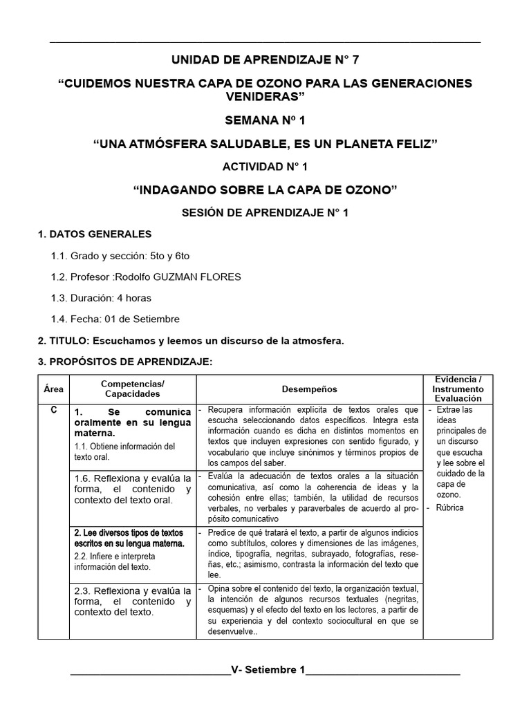 SETIEMBRE - SESIONES - 5to y 6to - RGF | PDF