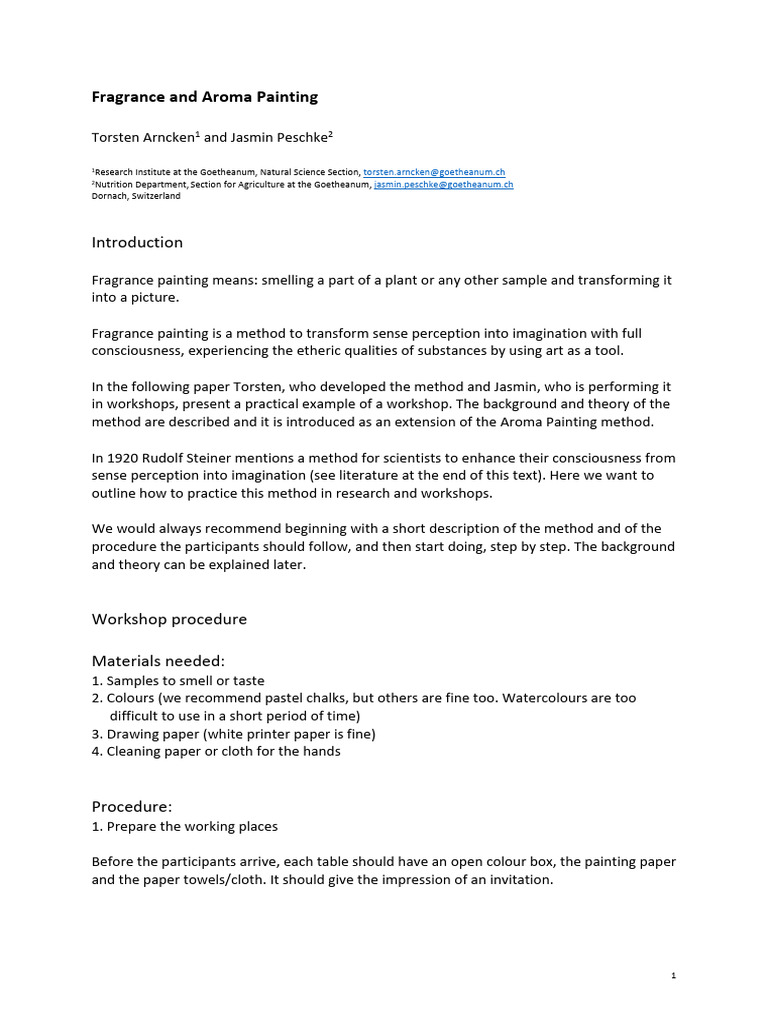 Fragrance Painting | PDF | Experience | Perception