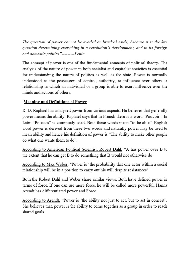 Power | PDF | Power (Social And Political) | Max Weber