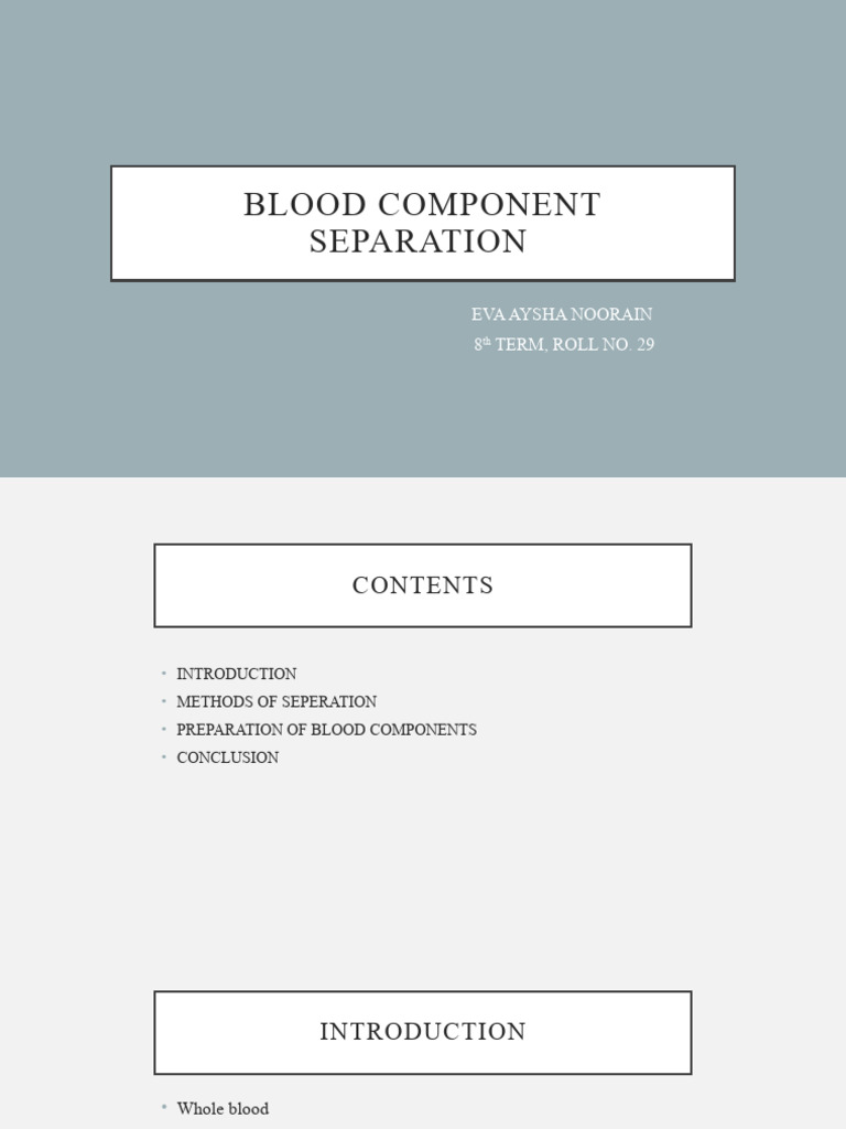 Component Separation | PDF | Blood Type | Blood