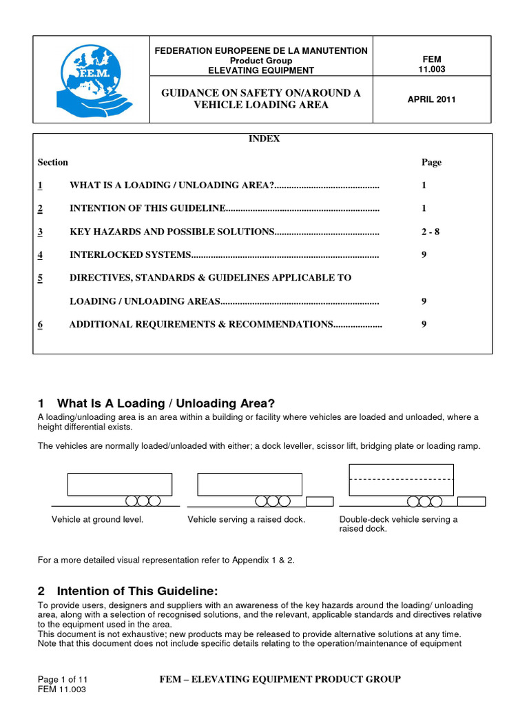FEM Guidance On Safety On-Around A Vehicle Loading Area MAY 2011 | Download Free PDF | Door | Safety