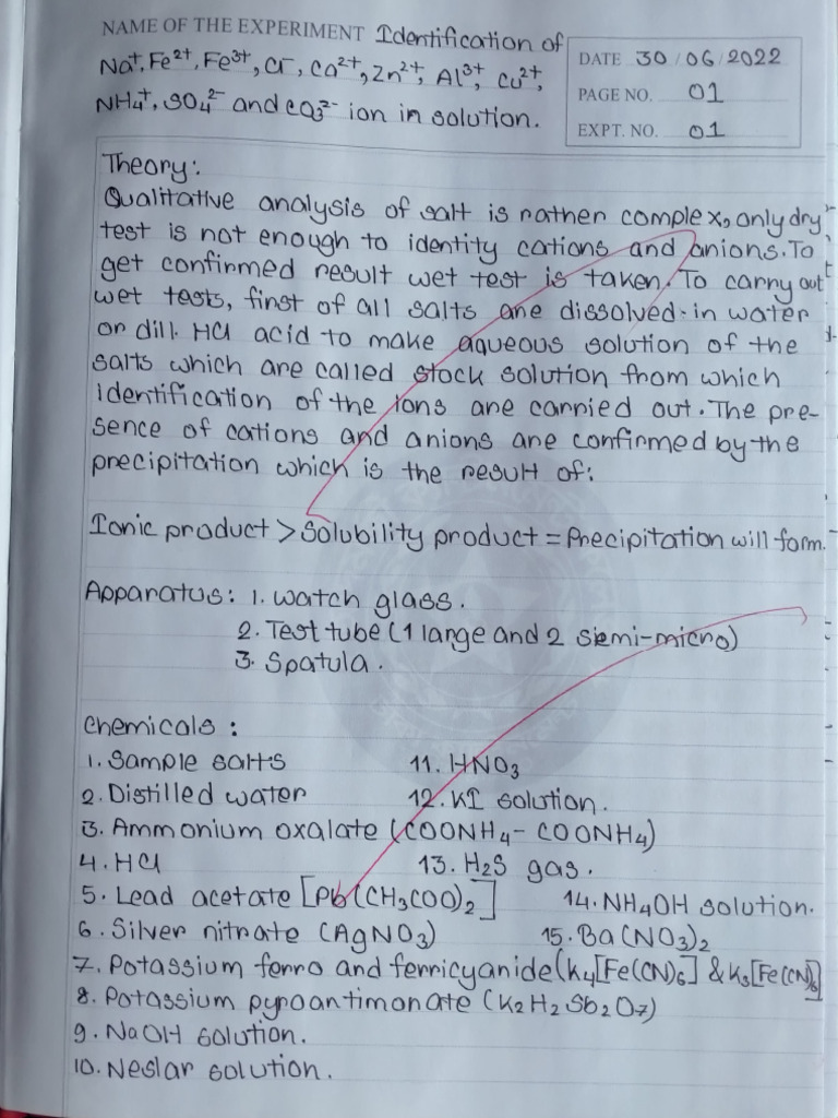Chemistry 1st Paper All Practicals XI-XII EV | PDF
