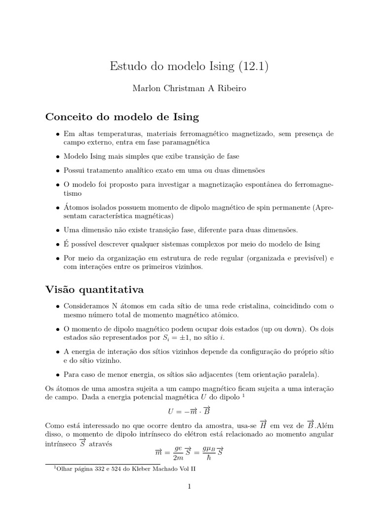 Cap 12 Modelo de Ising | PDF | Magnetismo | Ferromagnetismo