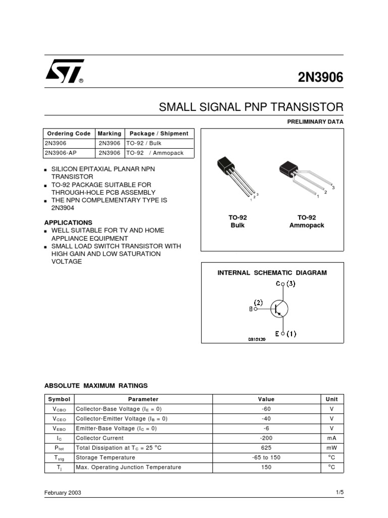 2N3906 | Bipolar Junction Transistor | Transistor