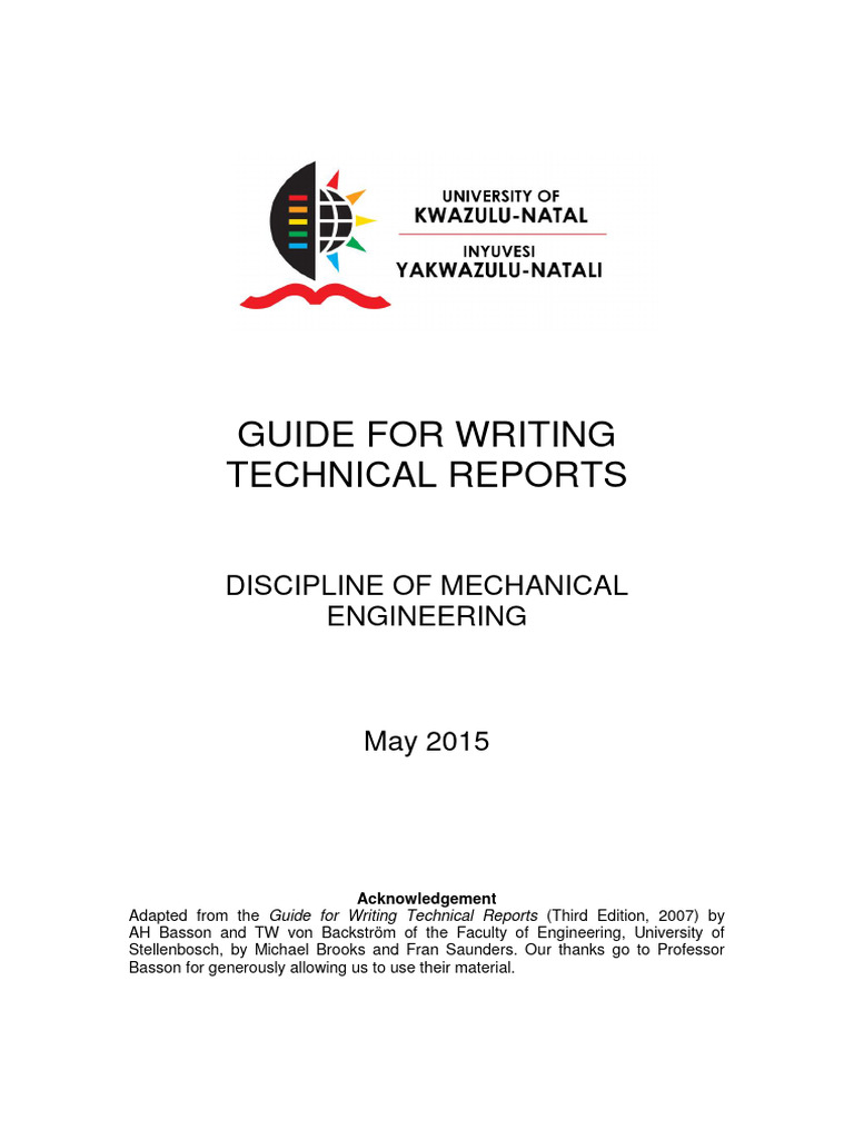 2015 Mech Eng UKZN Guide For Technical Reports | PDF | International System Of Units | Experiment